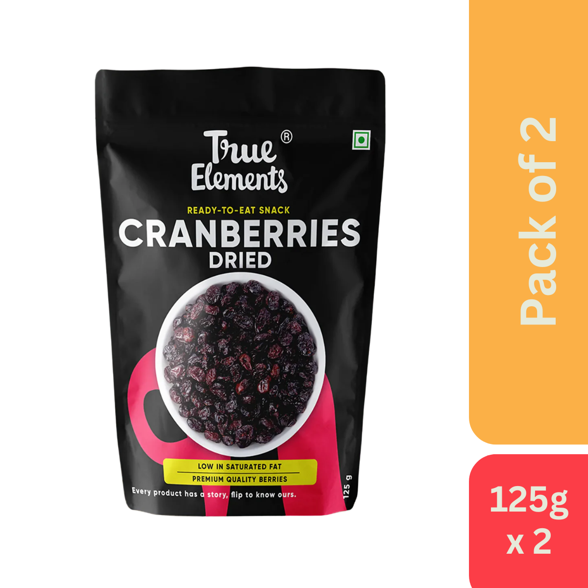 True Elements Cranberries Dried (125gm) - Pack of 2 – Gofig