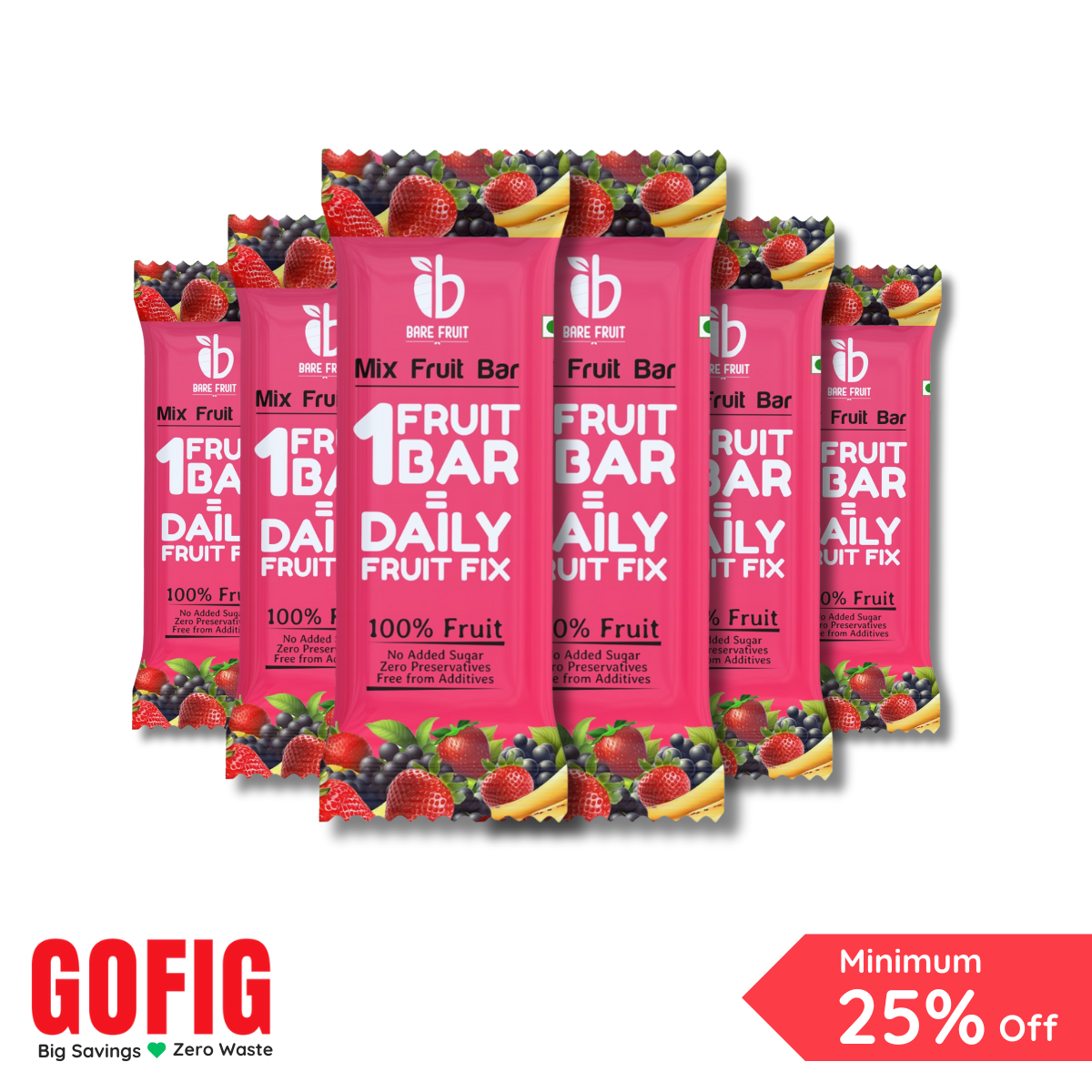 Bare Fruit Mix Fruit Bar – Strawberry - Pack of 6 (150 g) – Gofig