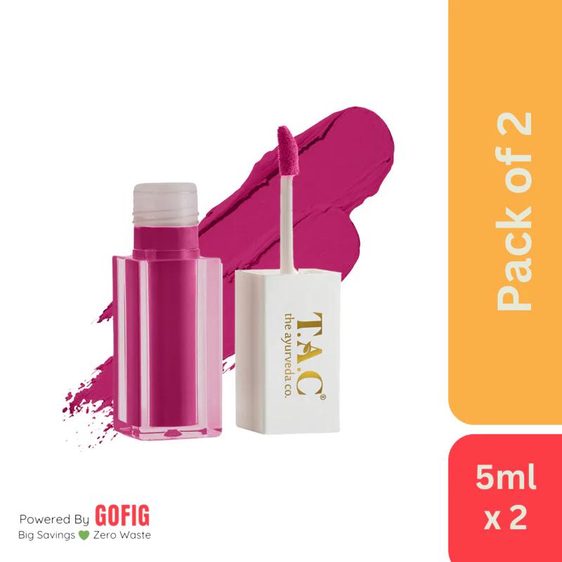 The Ayurveda Co. Liquid Lipstick Pink Flatter (5 ml) - Pack of 2 – Gofig