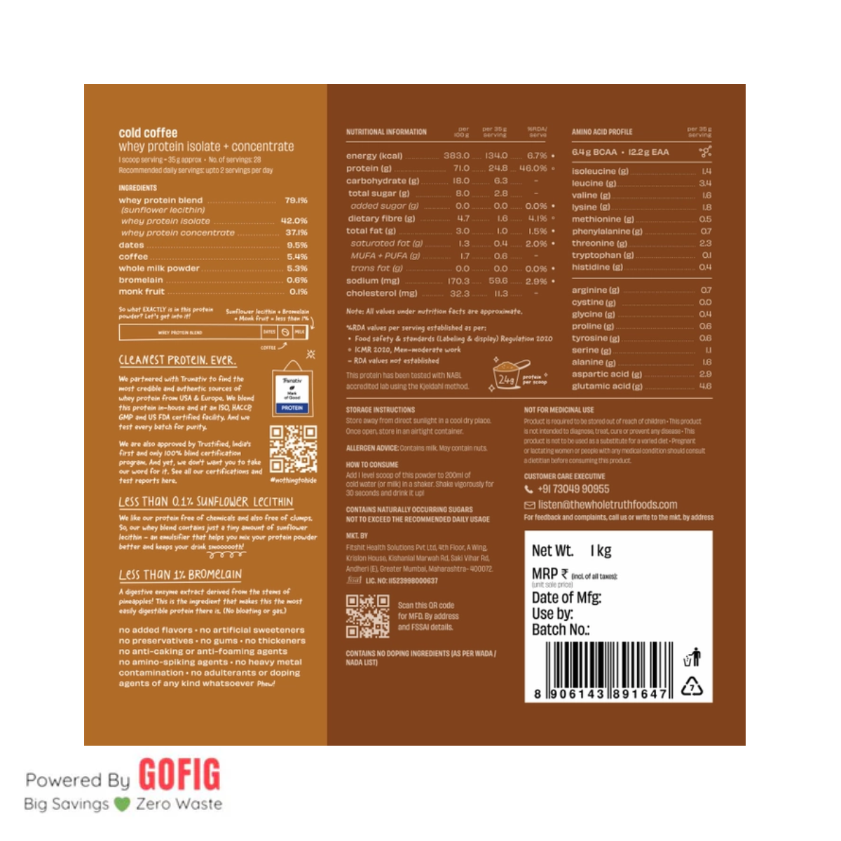 TWT Cold Coffee Protein Powder (24 g) Protein - (1000 g) – Gofig