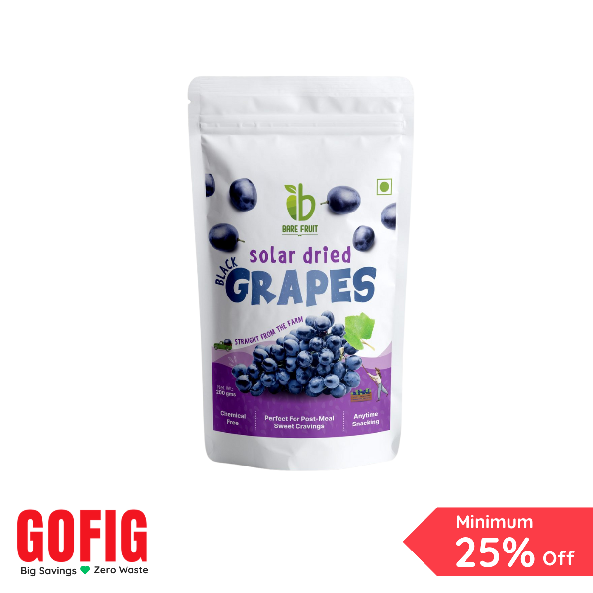 Bare Fruit Solar Dried Black Grapes (200 g) – Gofig
